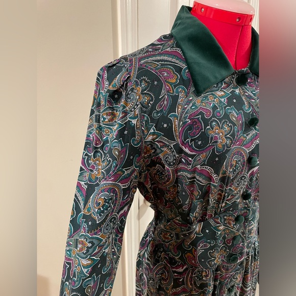 Vintage | Dresses | Vintage 98s Karin Stevens Paisley Printed Button ...